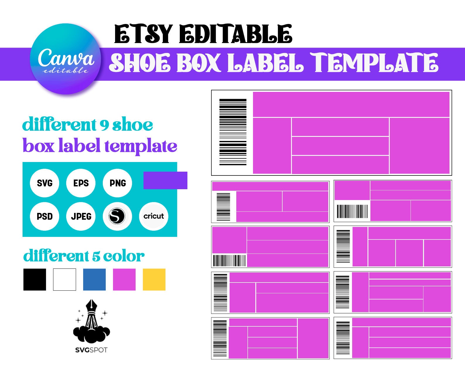 Shoe Box Label Template, Template SVG, Shoe Box Label SVG, Printable ...