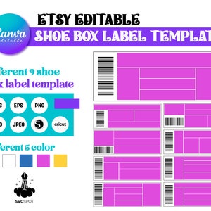 Shoe Box Label Template, Template SVG, Shoe Box Label SVG, Printable ...