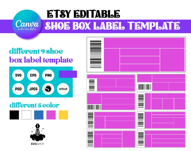 Shoe Box Label Template, Template SVG, Shoe Box Label SVG, Printable ...
