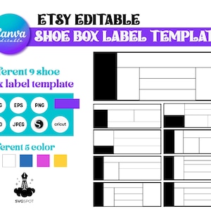 Shoe Box Label Template, Template SVG, Shoe Box Label SVG, Printable ...