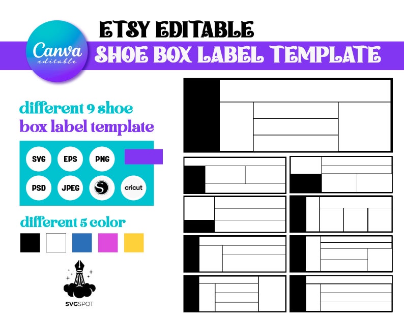 Shoe Box Label Template, Template SVG, Shoe Box Label SVG, Printable ...