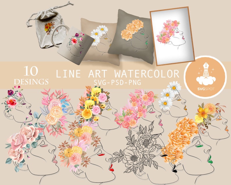 Line Art Face Svg, Faces Woman Line Art, Line Art Women SVG Bundle, Cut ...