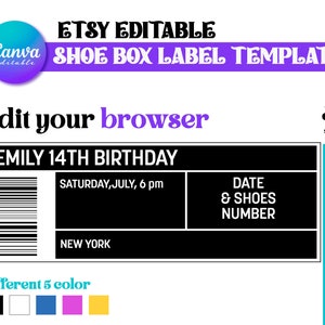 Shoe Box Label Template, Template SVG, Shoe Box Label SVG, Printable ...