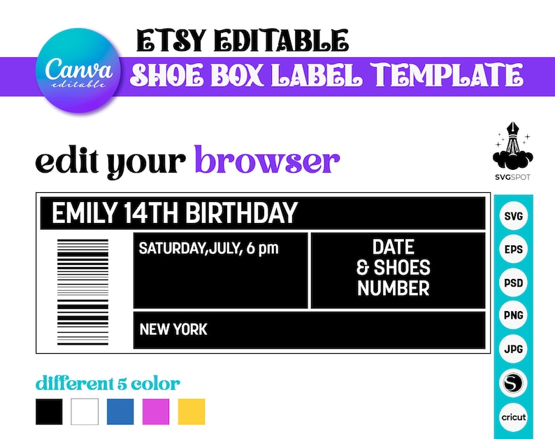 Shoe Box Label Template, Template SVG, Shoe Box Label SVG, Printable ...