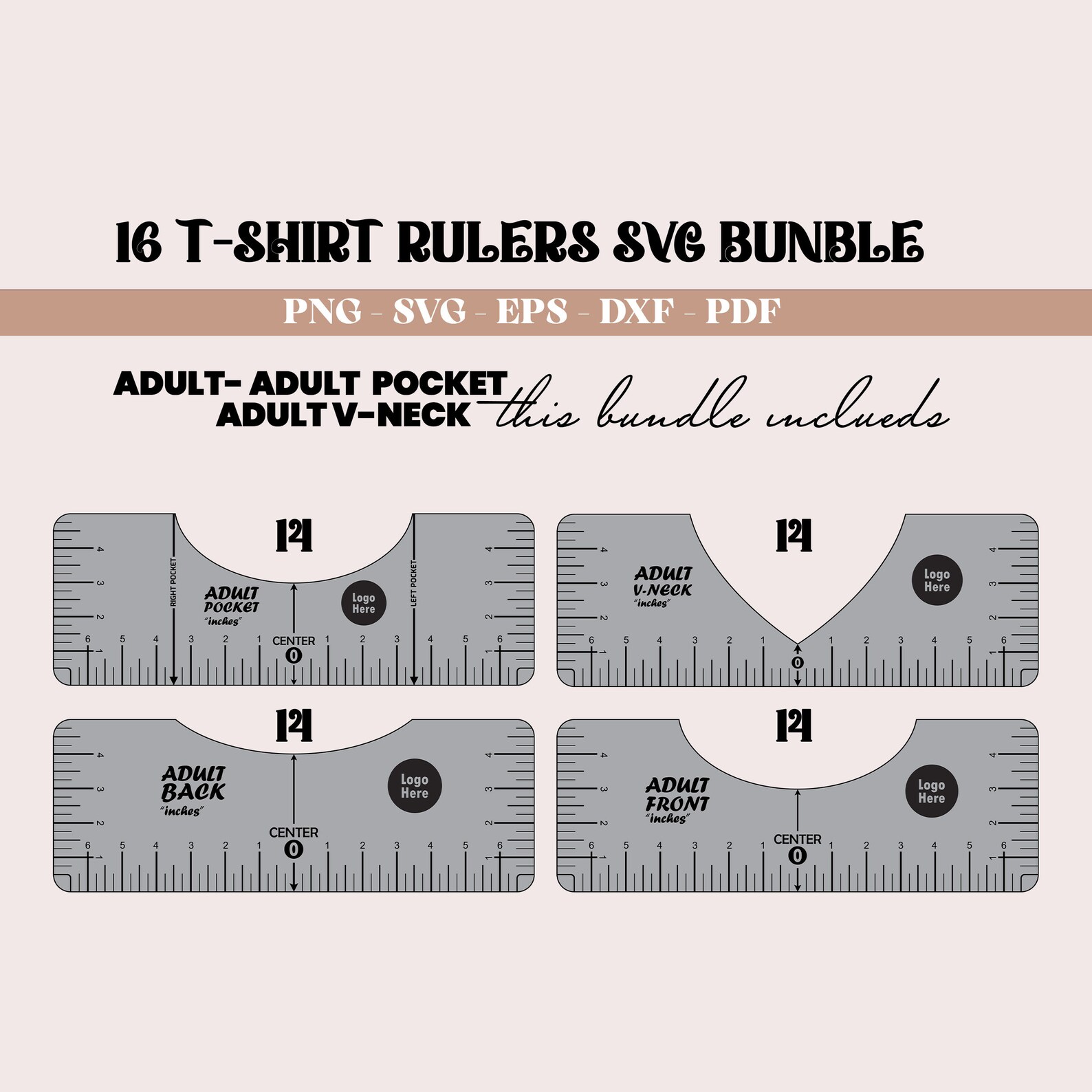Tshirt Ruler Printable Bundle, T-shirt Alignment Tool Template, Tshirt ...