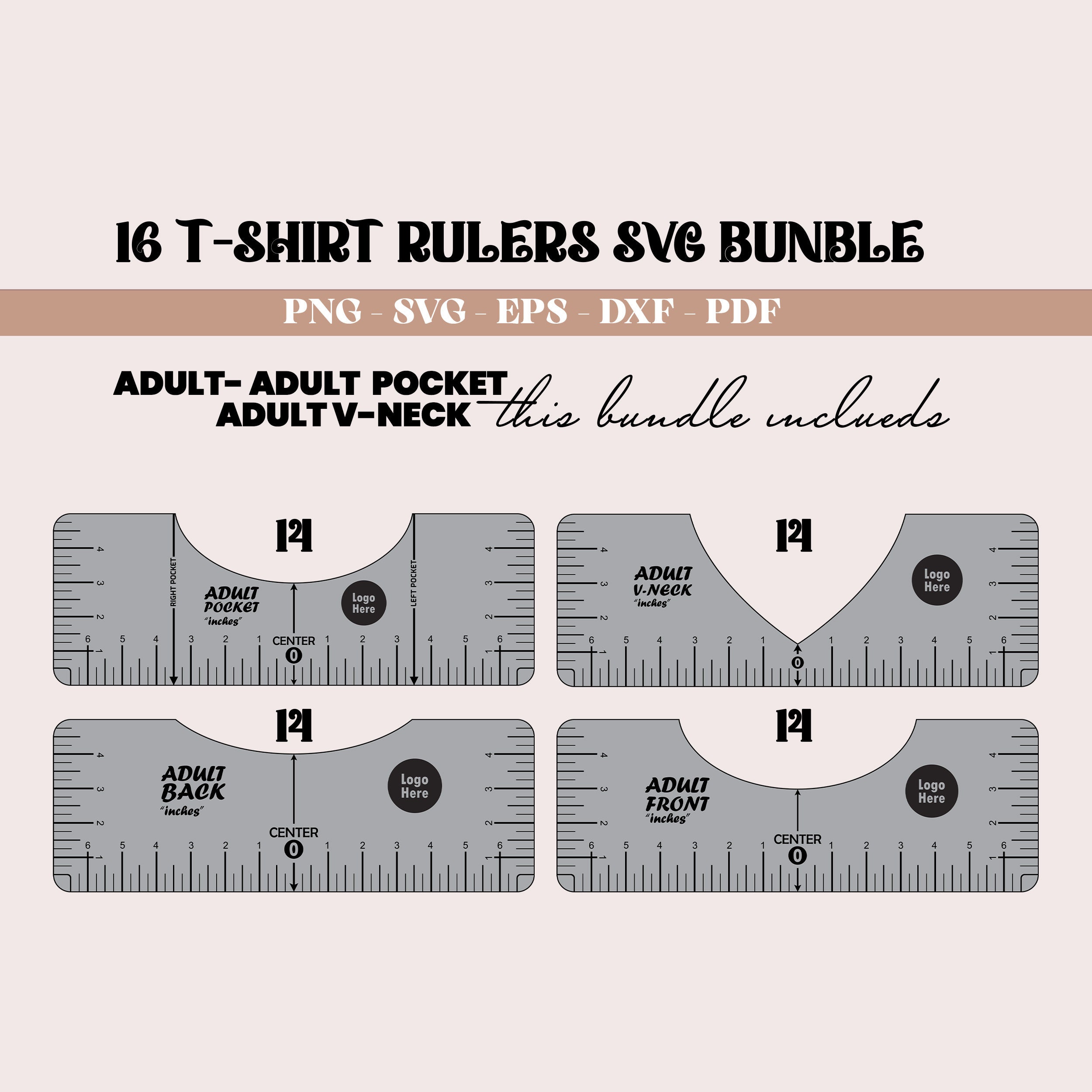 Tshirt Ruler Printable Bundle, T-shirt Alignment Tool Template, Tshirt ...