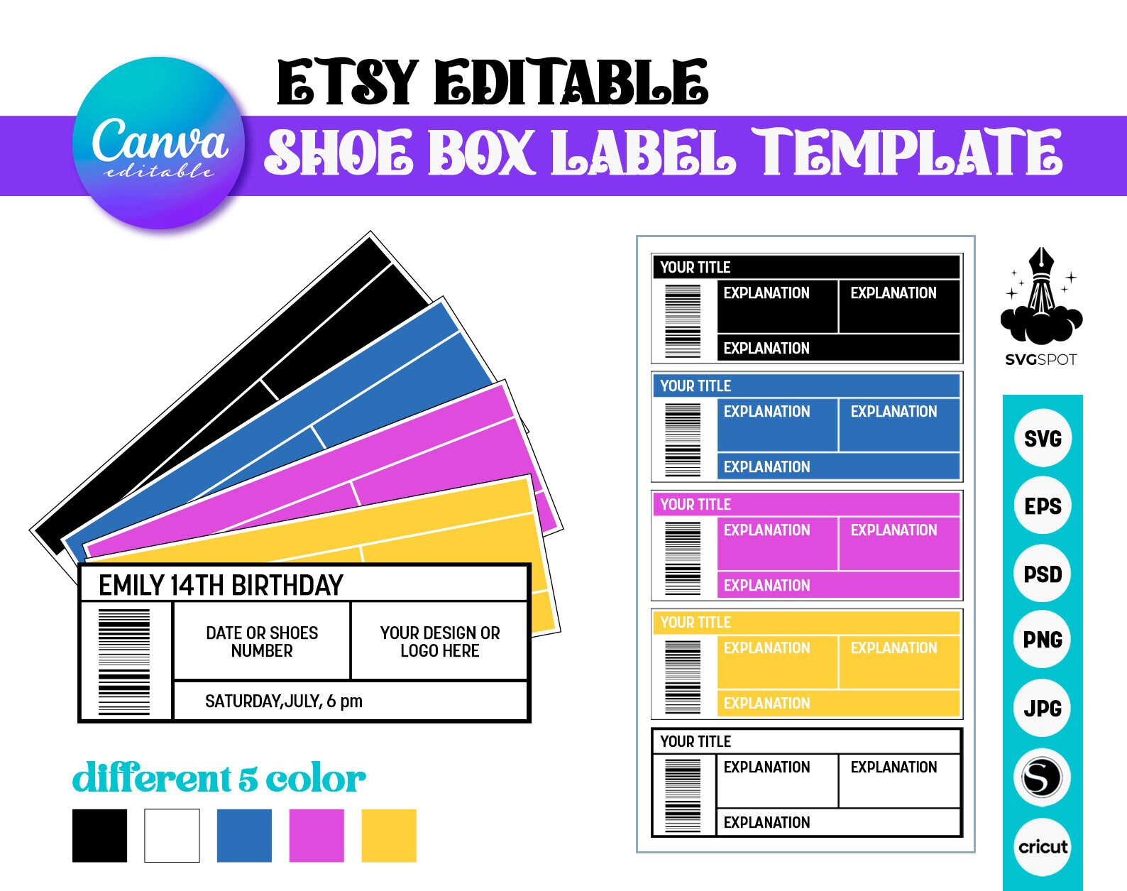 Shoe Box Label Template, Template SVG, Shoe Box Label SVG, Printable ...