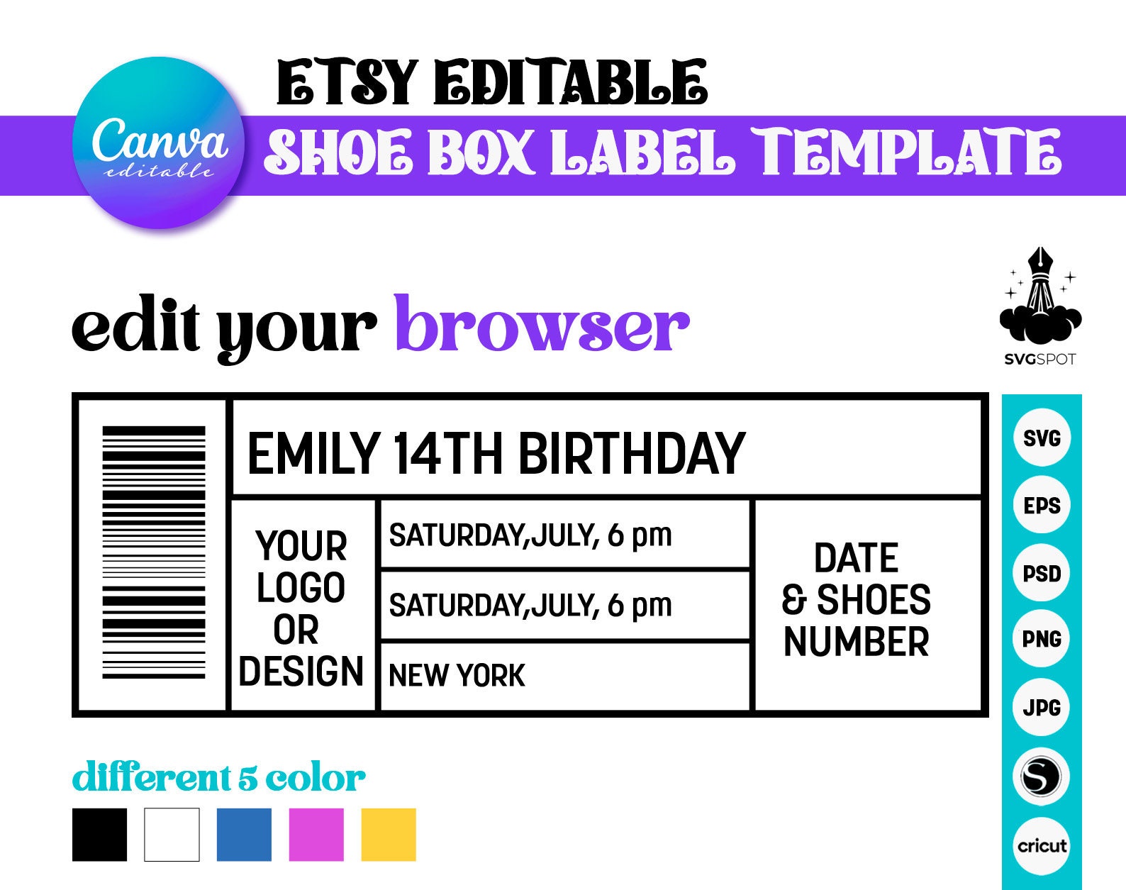 Shoe Box Label Template, Template SVG, Shoe Box Label SVG, Printable ...