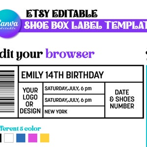 Shoe Box Label Template, Template SVG, Shoe Box Label SVG, Printable ...