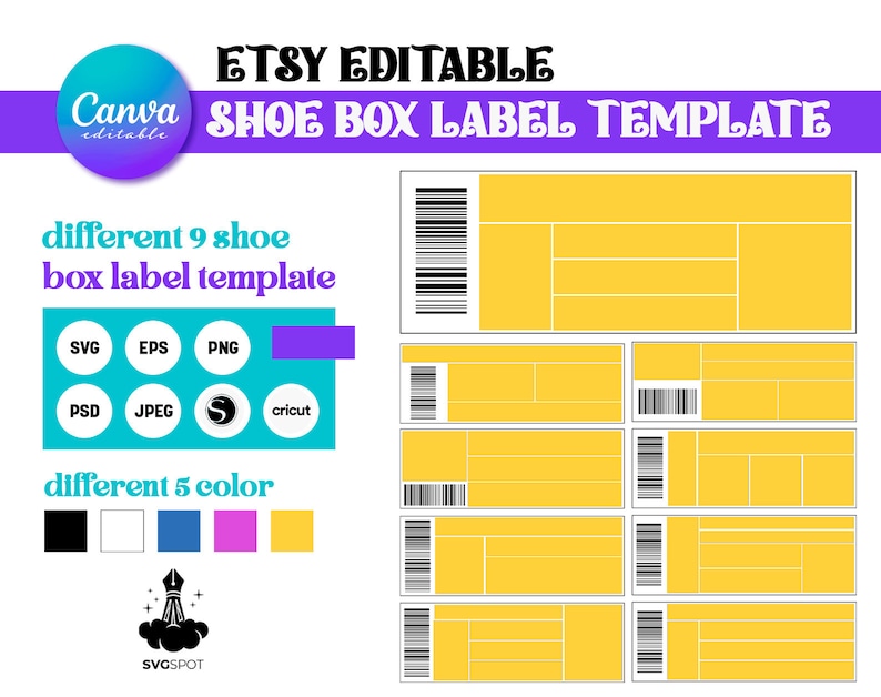 Shoe Box Label Template, Template SVG, Shoe Box Label SVG, Printable ...