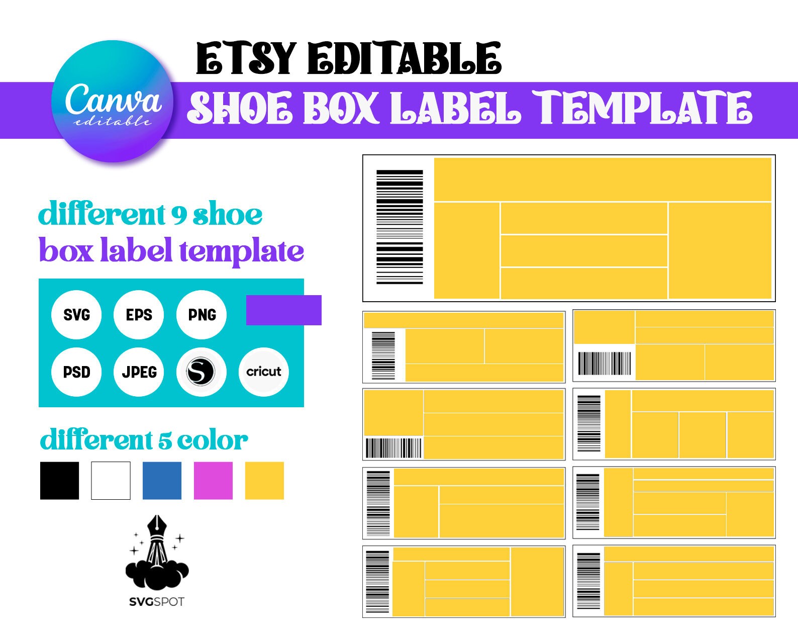Shoe Box Label Template, Template SVG, Shoe Box Label SVG, Printable ...