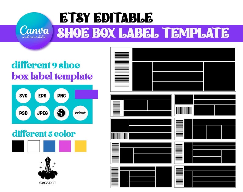 Shoe Box Label Template, Template SVG, Shoe Box Label SVG, Printable ...