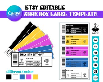 Shoe Box Label Template, Template SVG, Shoe Box Label SVG, Printable ...