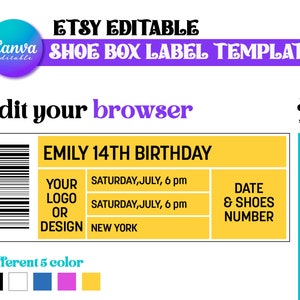 Shoe Box Label Template, Template SVG, Shoe Box Label SVG, Printable ...