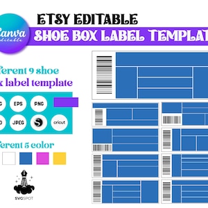 Shoe Box Label Template, Template SVG, Shoe Box Label SVG, Printable ...