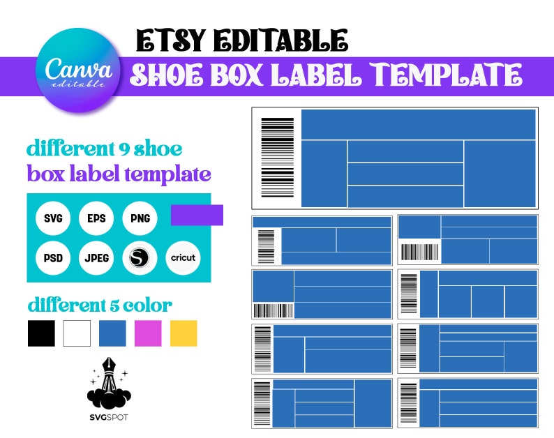 Shoe Box Label Template, Template SVG, Shoe Box Label SVG, Printable ...
