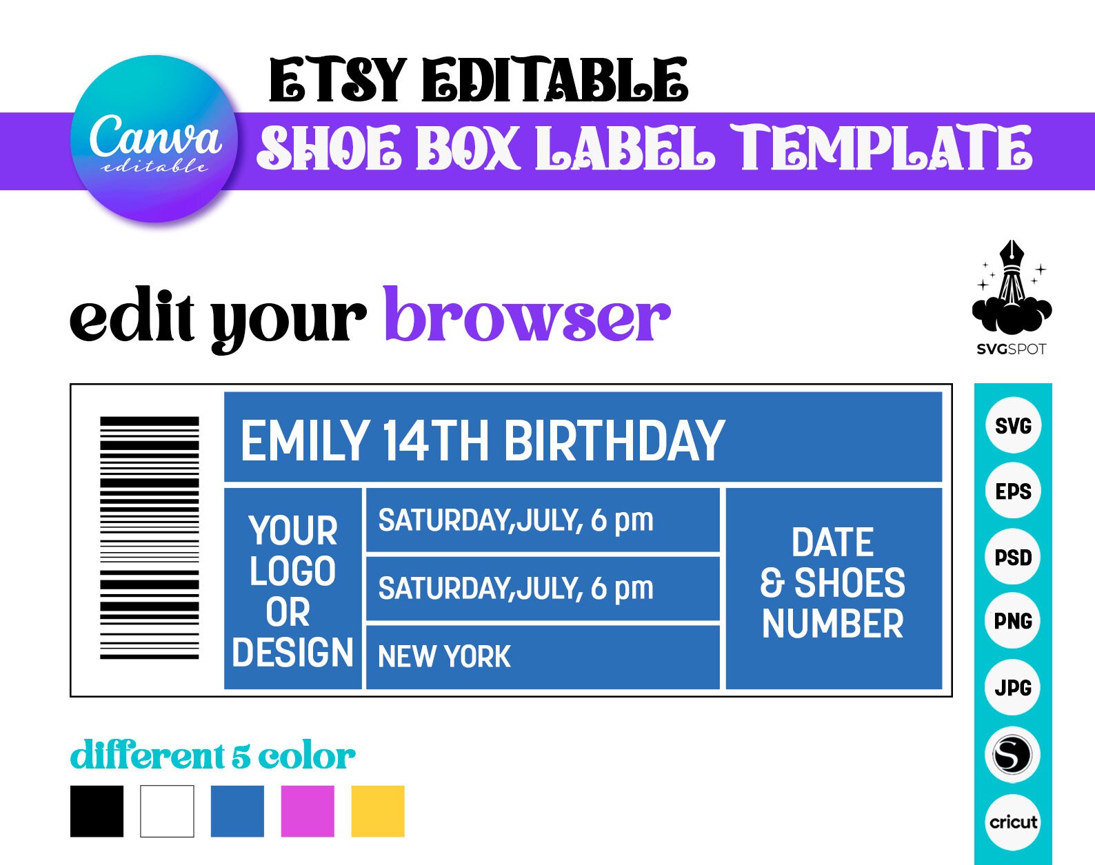 Shoe Box Label Template, Template SVG, Shoe Box Label SVG, Printable ...