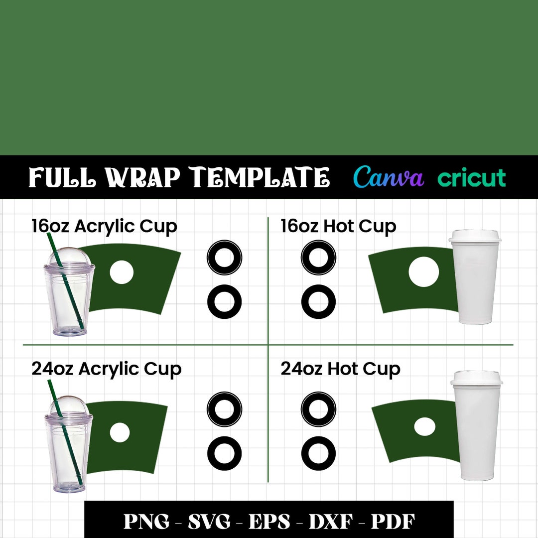 16oz 24oz Coffee Cup Template Svg Bundle, Coffee Hot Cup Template ...