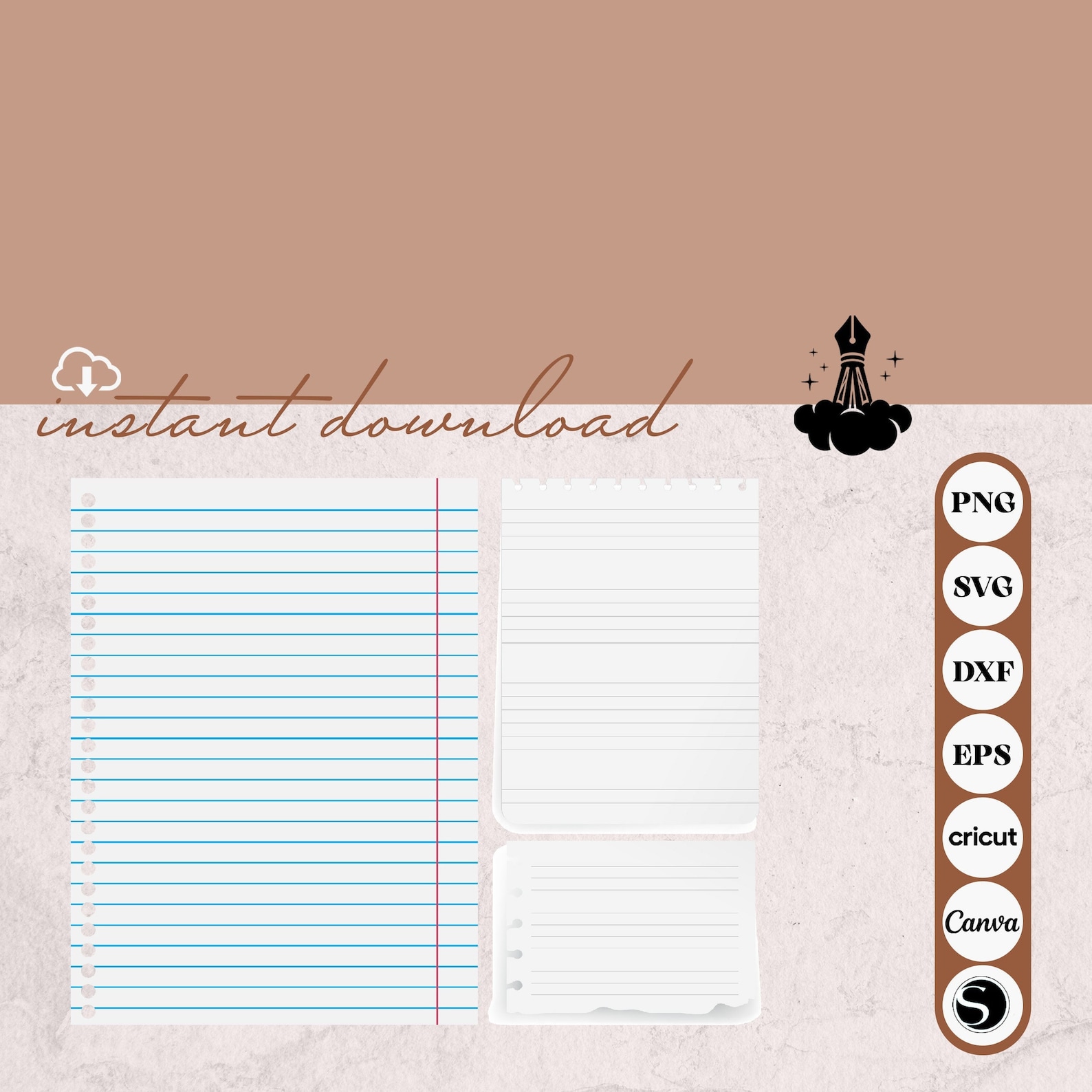 Lined Notebook Paper SVG Wide Ruled Cut File Paper School - Etsy