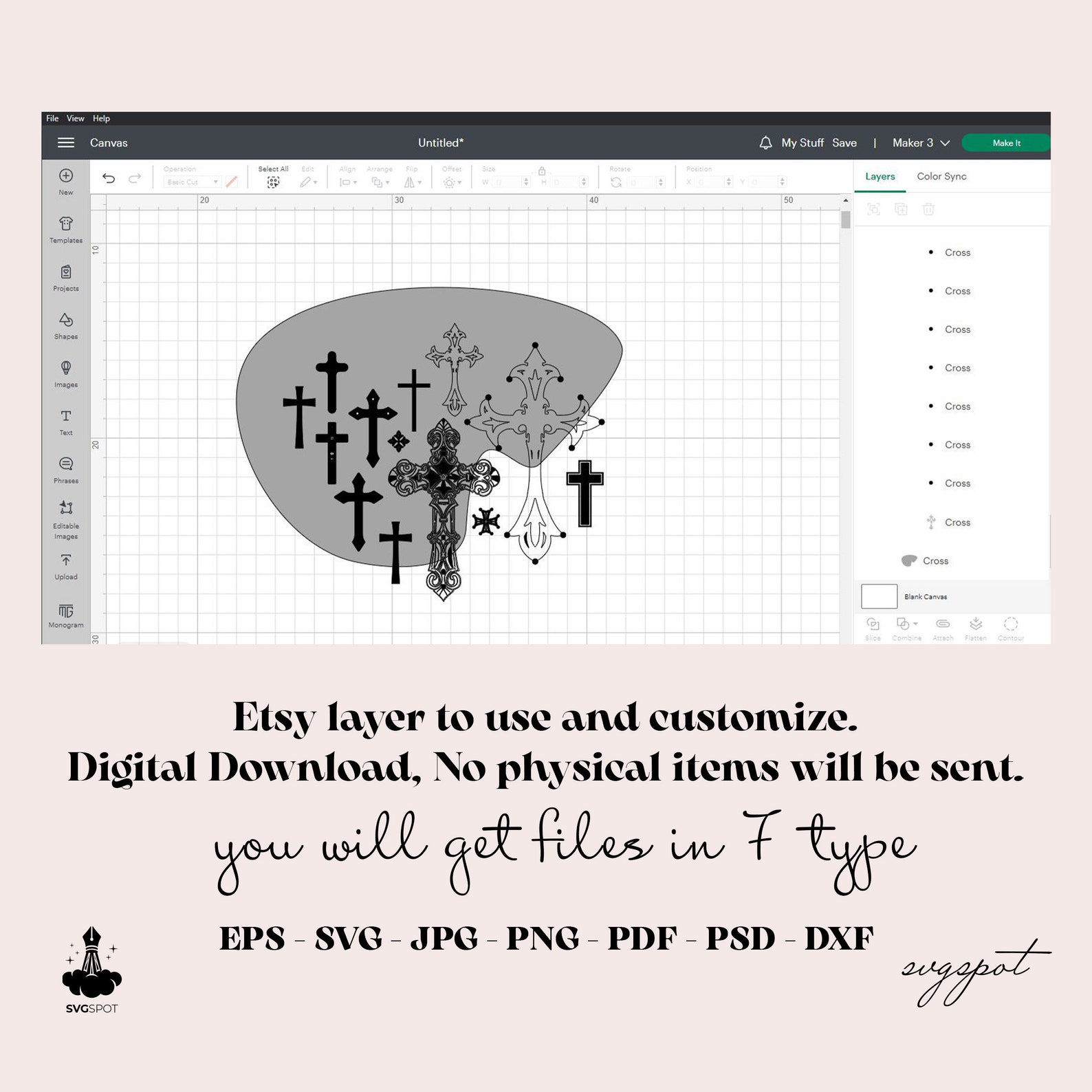 Cross Svg File/ Cross Clipart/ Crosses Svg File/ Halloween Svg ...