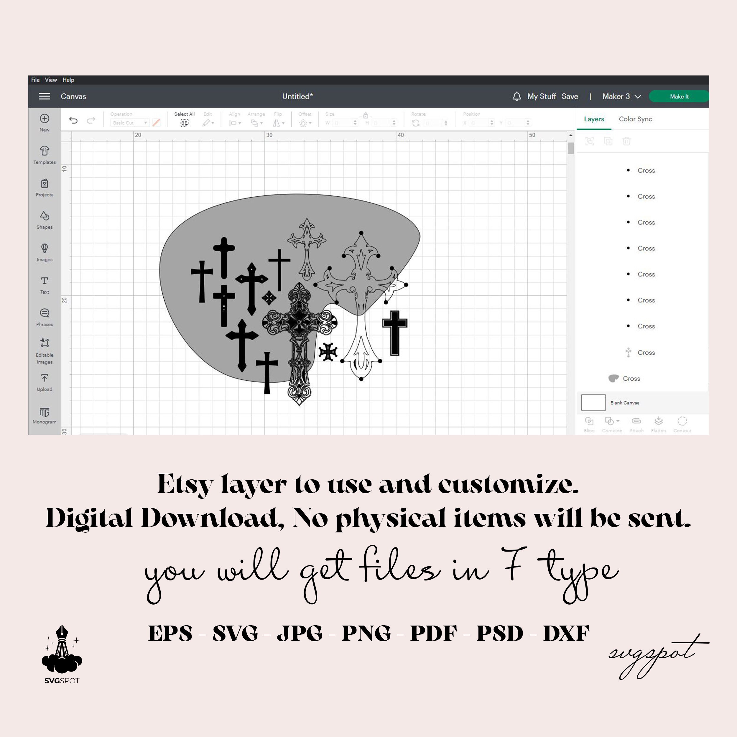 Cross Svg File/ Cross Clipart/ Crosses Svg File/ Halloween Svg ...