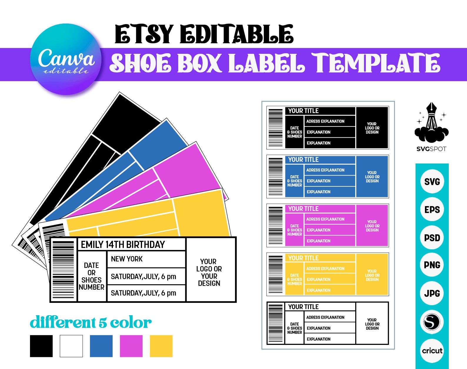 Shoe Box Label Template, Template SVG, Shoe Box Label SVG, Printable ...