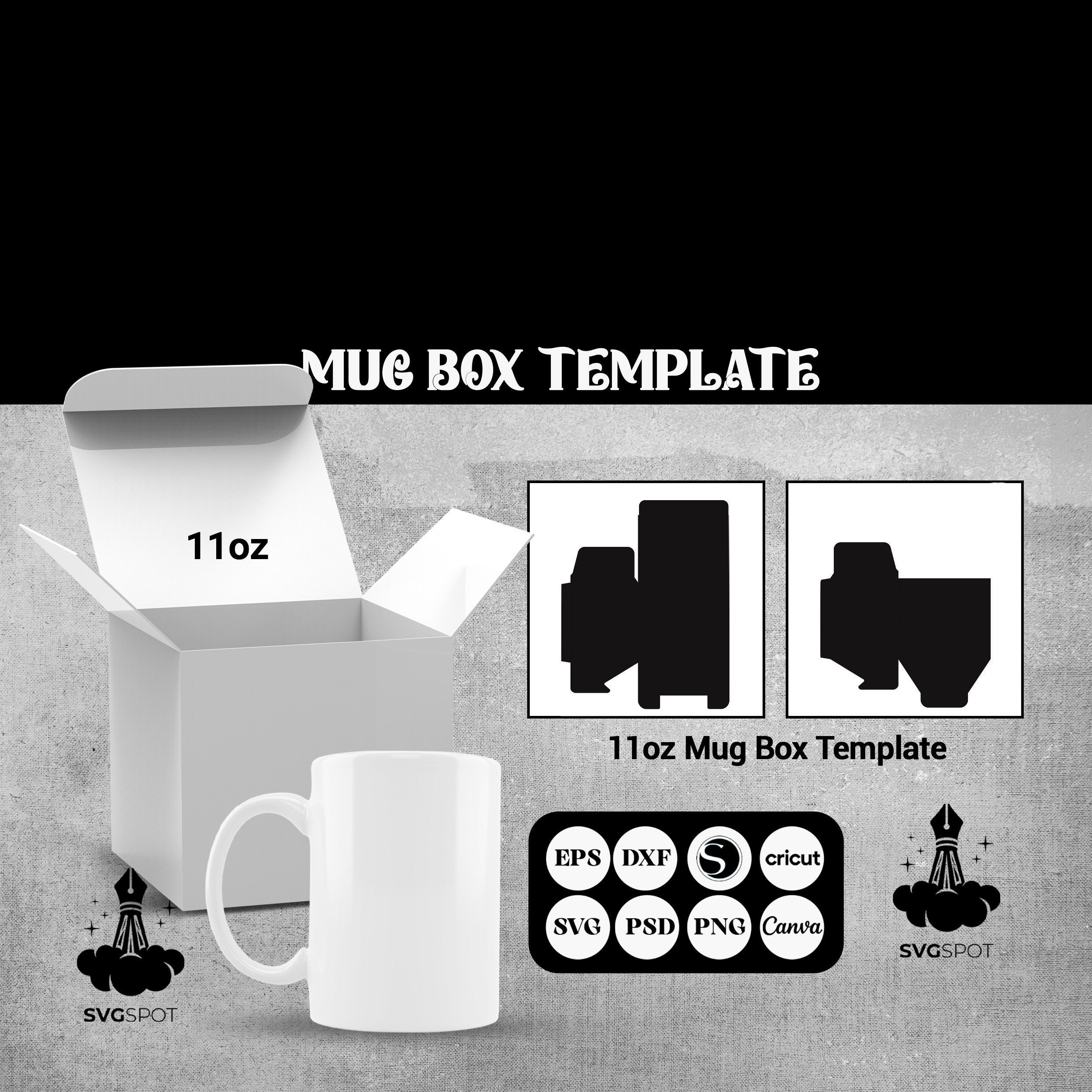11 Oz Mug Box Template, Sublimation Template, Cut Files, SVG, DXF ...