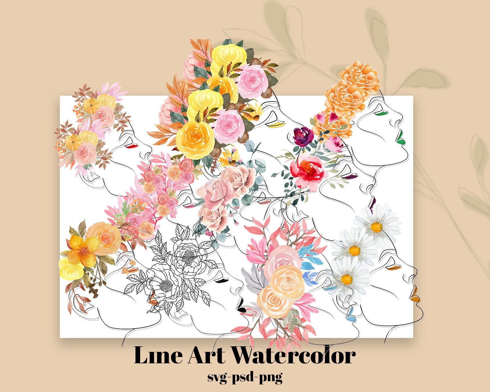 Line Art Face Svg, Faces Woman Line Art, Line Art Women SVG Bundle, Cut ...