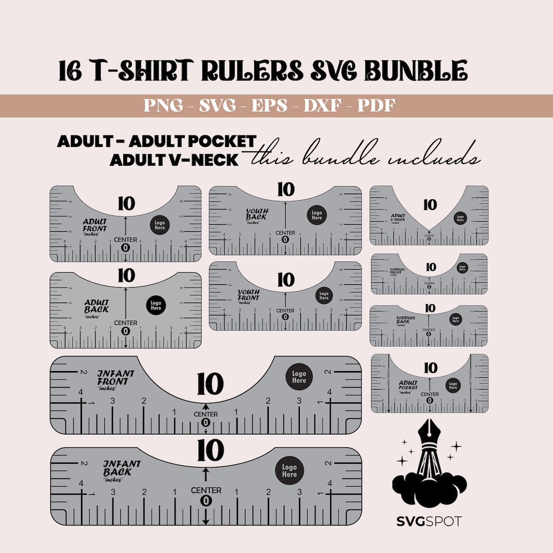 Tshirt Ruler Printable Bundle, T-shirt Alignment Tool Template, Tshirt ...