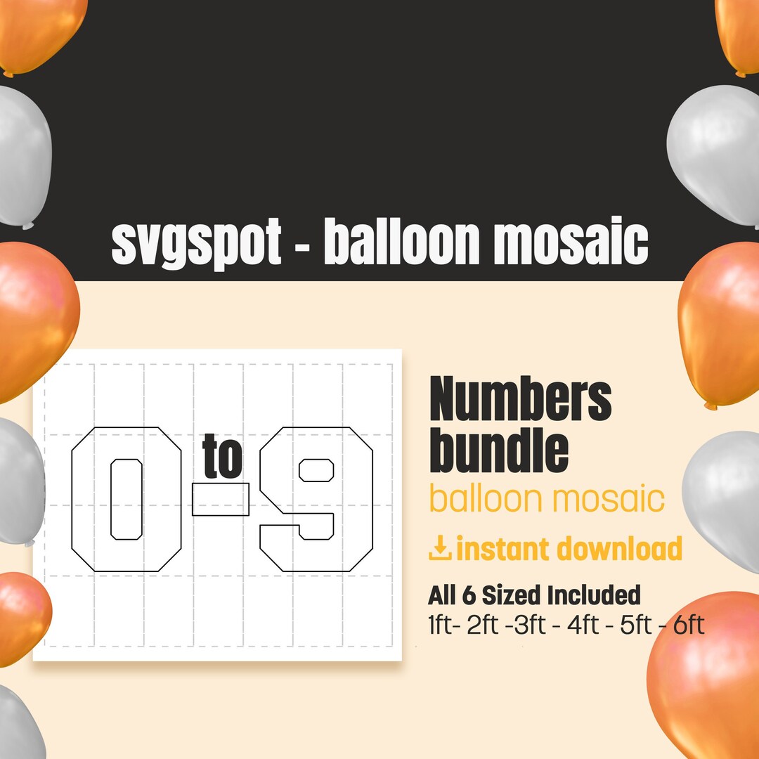 All Balloon Mosaic Numbers, 1ft, 2ft, 3ft, 4ft, 5ft, 6ft, All Sizes ...