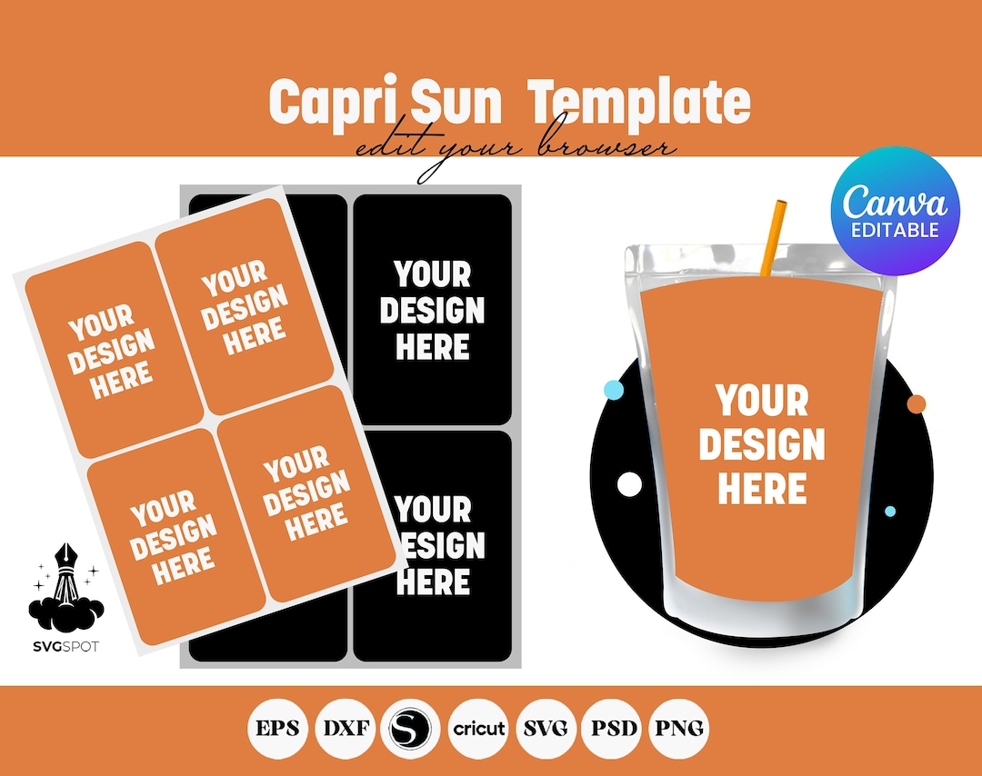Capri Sun Template, Juice Pouch Label Template SVG, Capri Sun Labels ...