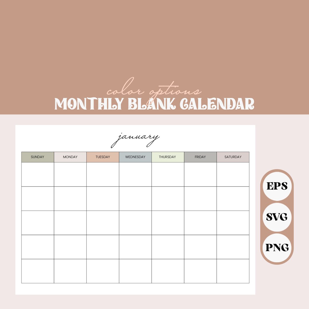 Personalized Calendar SVG, Calendar With Notes SVG, Monthly Calendar ...