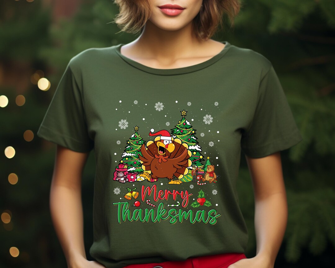 Merry Thanksmas Shirt, Thanksgiving Turkey Christmas Shirt ...