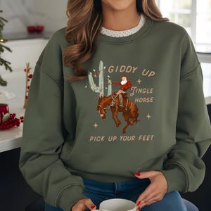 Christmas Western Sweatshirt,cowboy Christmas Sweater,giddy up Jingle Horse Sweat,christmas ...