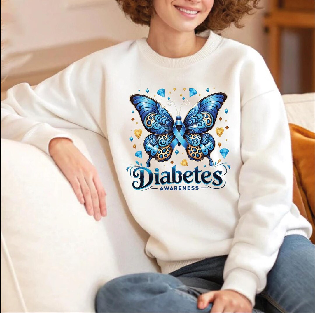 Diabetes Awareness Blue Butterfly Sweatshirt Hoodie - Etsy