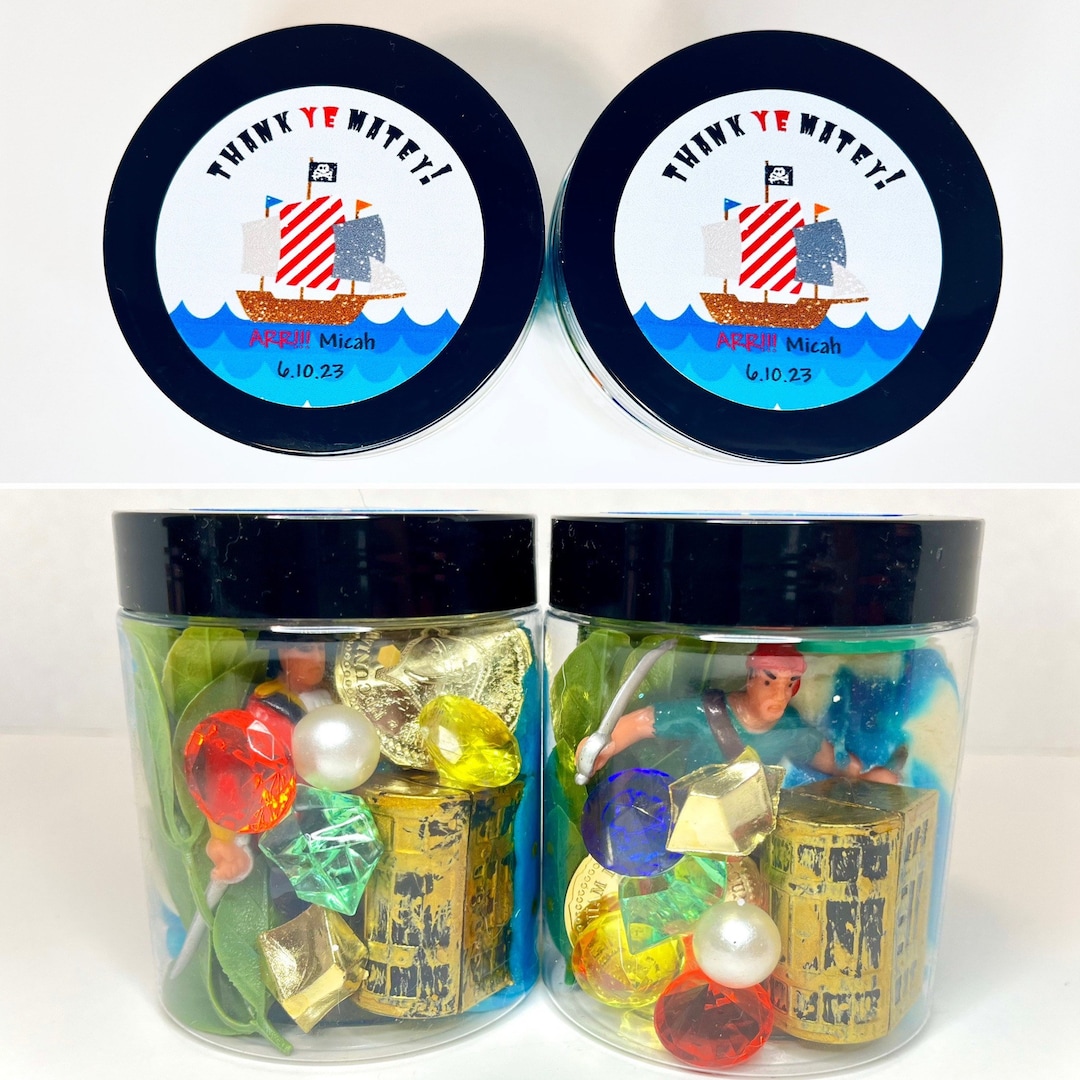 PIRATE Play Dough Jars, Pirate Birthday Favors, Goodie Bags, Kids Party ...
