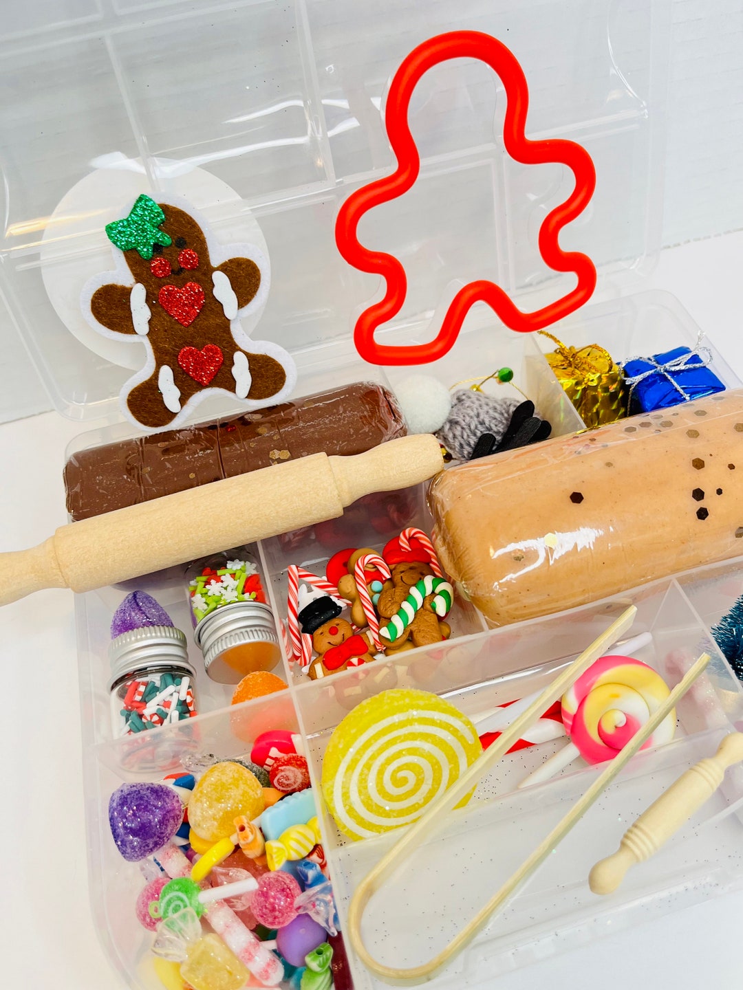 GINGERBREAD Cookie Play Dough Kit, Christmas Sensory Bin, Gifts for ...