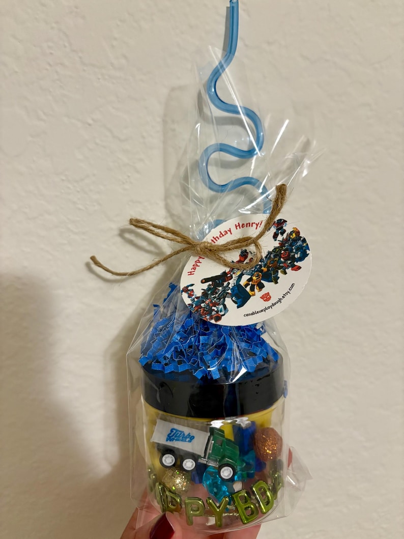 TRANSFORMERS Birthday Play Dough Favor | Robot Play Dough Favor Jar ...