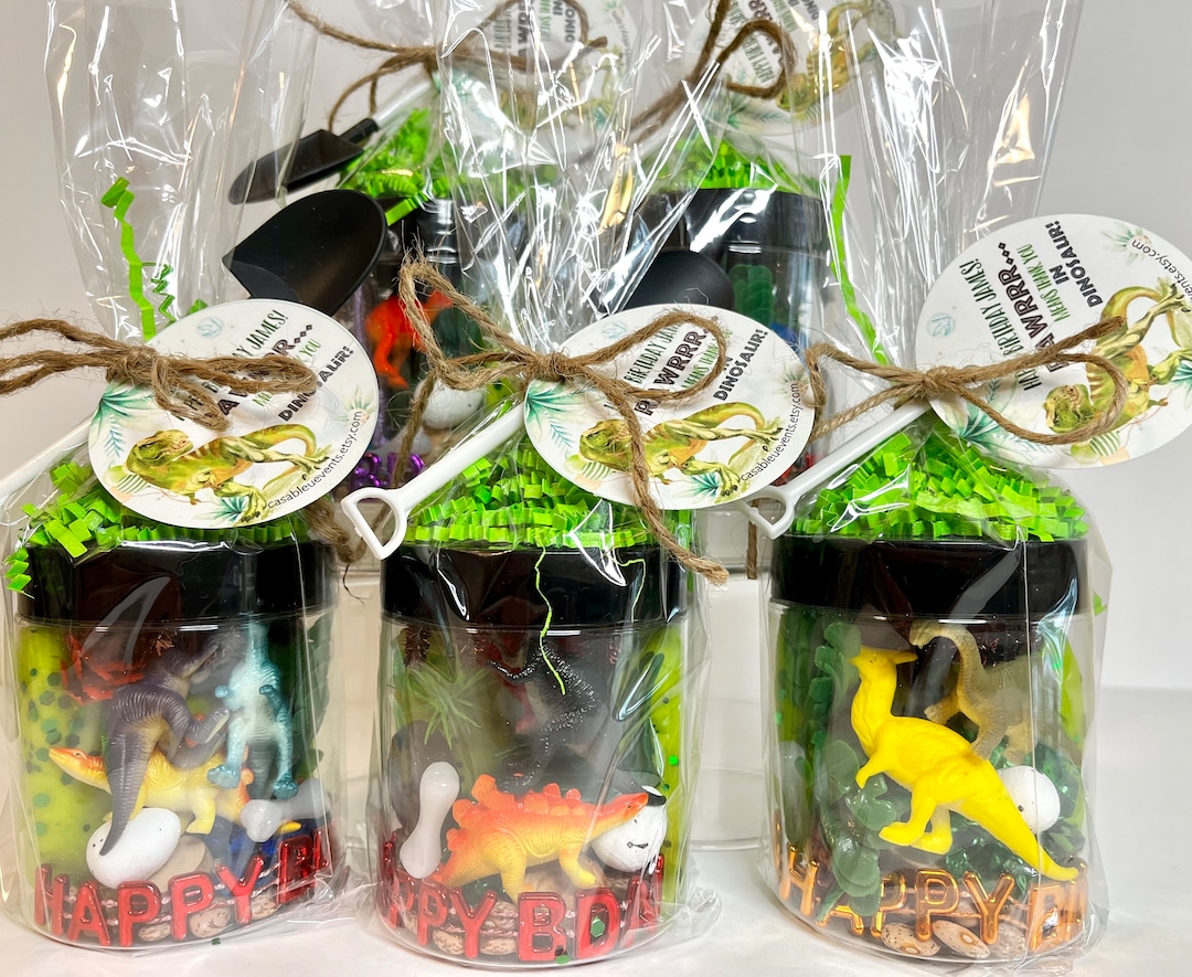 DINOSAUR Playdough Favors | Dinosaur Birthday Jars | Jurassic Birthday ...