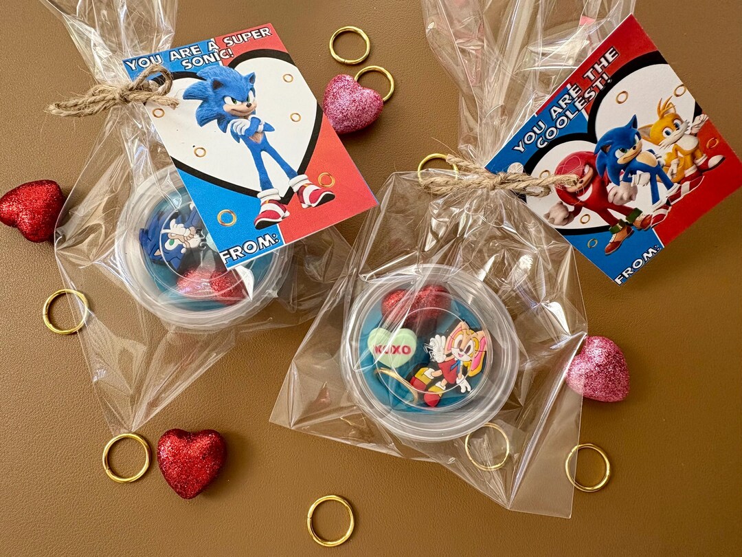 SONIC Valentine Cards, Playdough Cups | Valentine Sonic Croc Charm ...