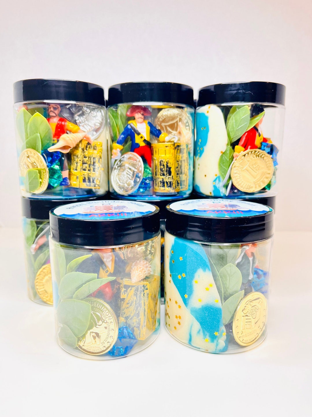 PIRATE Play Dough Jars, Pirate Birthday Favors, Goodie Bags, Kids Party ...