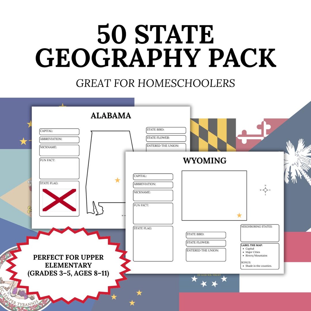 50 States Geography Pack | State Flags, Birds, Flowers and Facts ...
