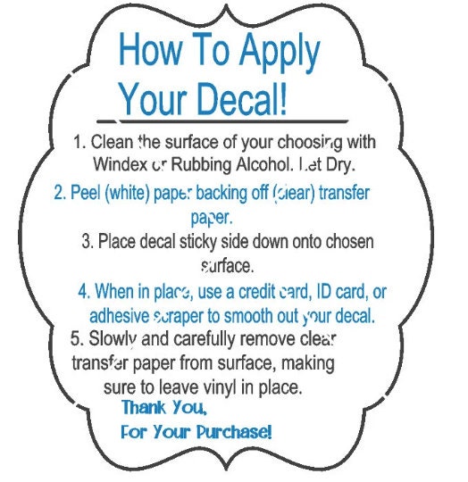 How to Apply A Decal Instructions SVG - Etsy UK