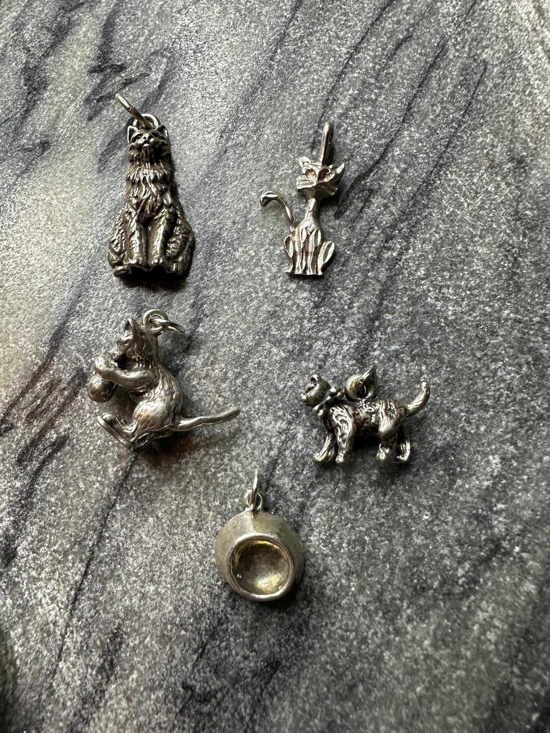 Sterling Silver Charms Vintage Cat Charms 3D Charms - Etsy