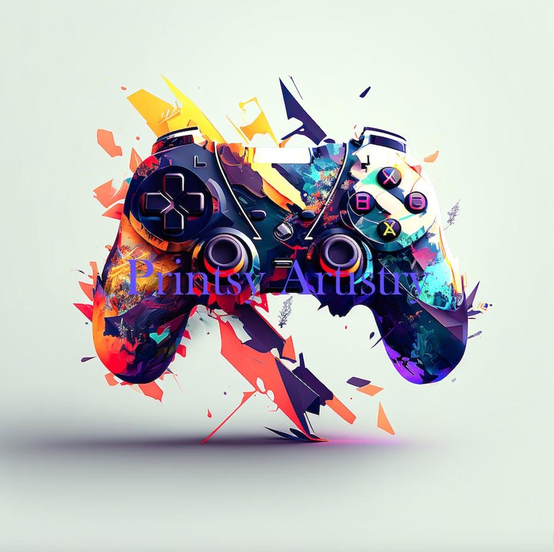 Colour Burst Controller – Abstract Gaming Art Print | Modern Gamer Wall ...