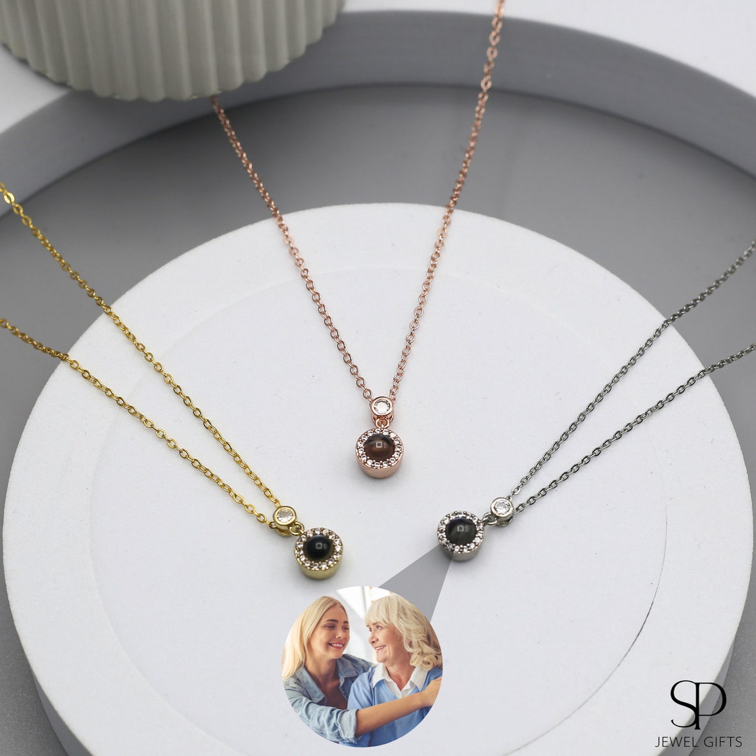 Personalized Bubble Photo Projection Necklace, Custom Memorial Photo ...