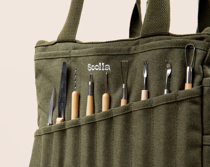 Forest Green Soolla® Studio Bag, Pottery Tool Bag & Art Supply Tote ...