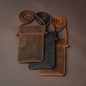 Personalized Leather Slim Phone Pouch | Mini Shoulder Bag | Card Holder ...