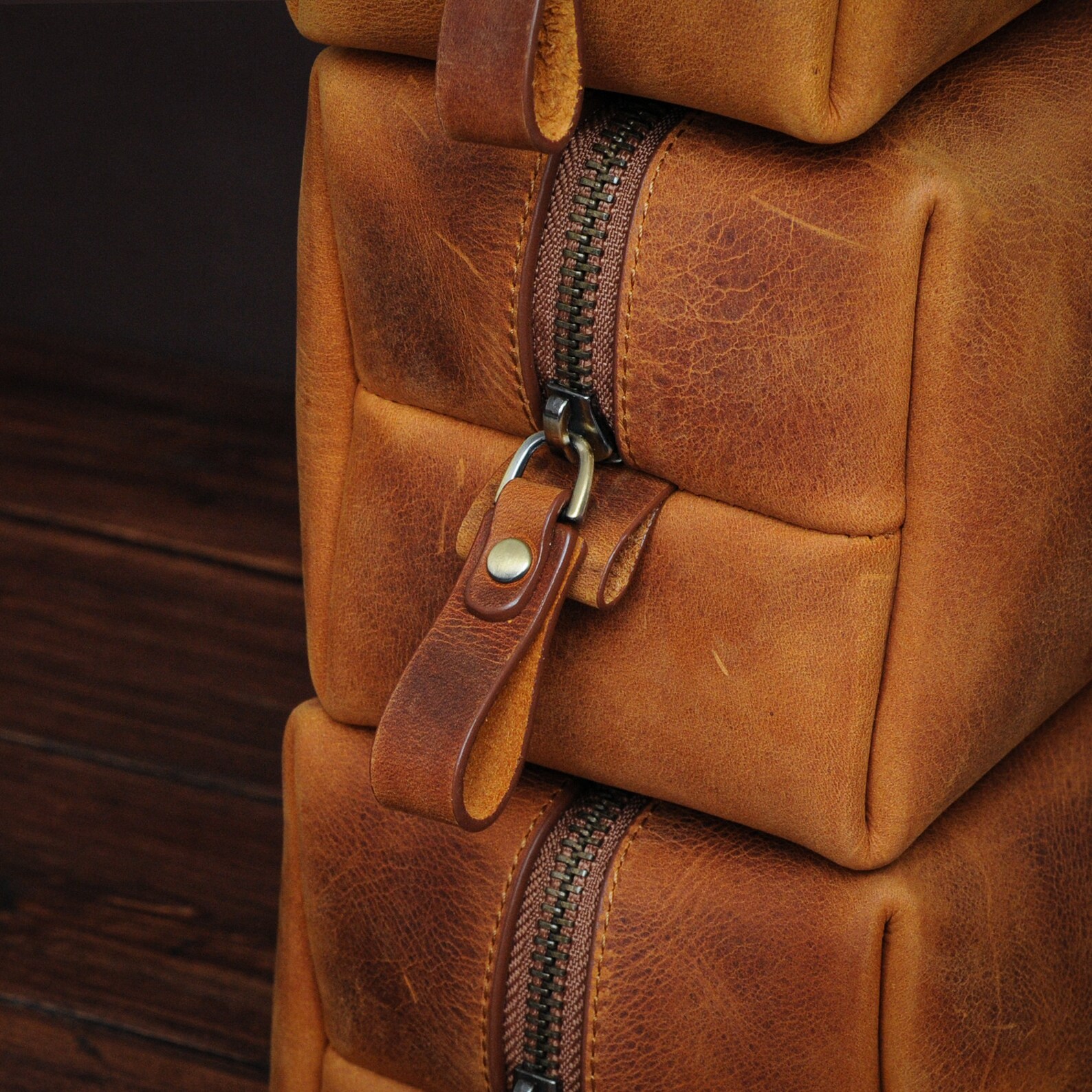 Engraved Leather Dopp Kit for Men | Handmade Toiletry Bag | Shaving Kit ...