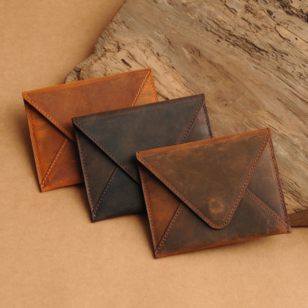 Personalized Leather Envelop Wallet, Cash Wallet for Women, Handcrafted ...